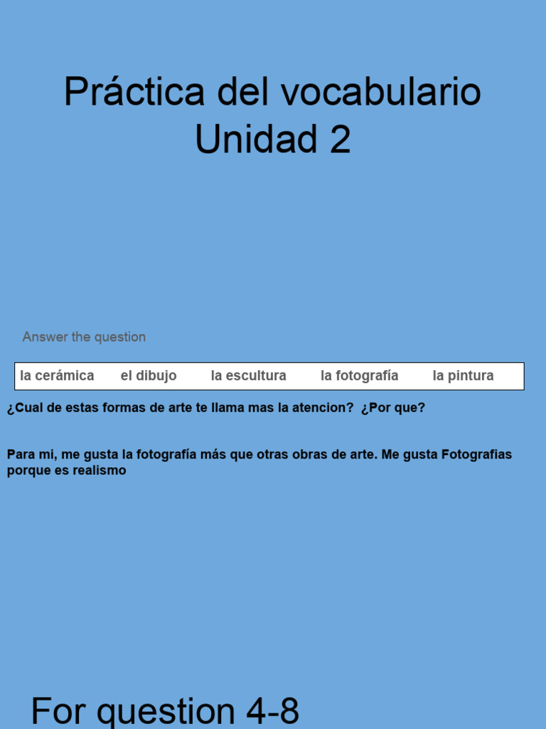 Práctica de Vocabulario Artístico | PDF | Naturaleza muerta | Artes ...