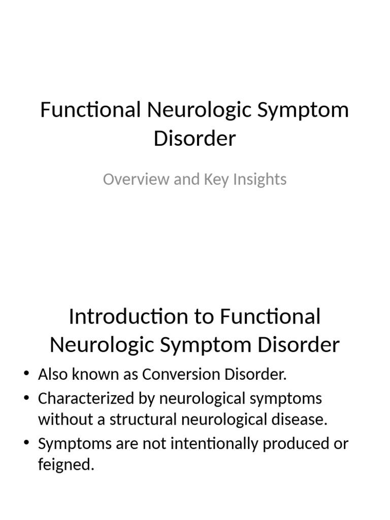 Functional Neurologic Symptom Disorder | PDF