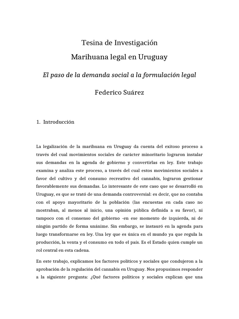 Suárez Federico Introducción | PDF | Legalidad del cannabis | Cannabis ...