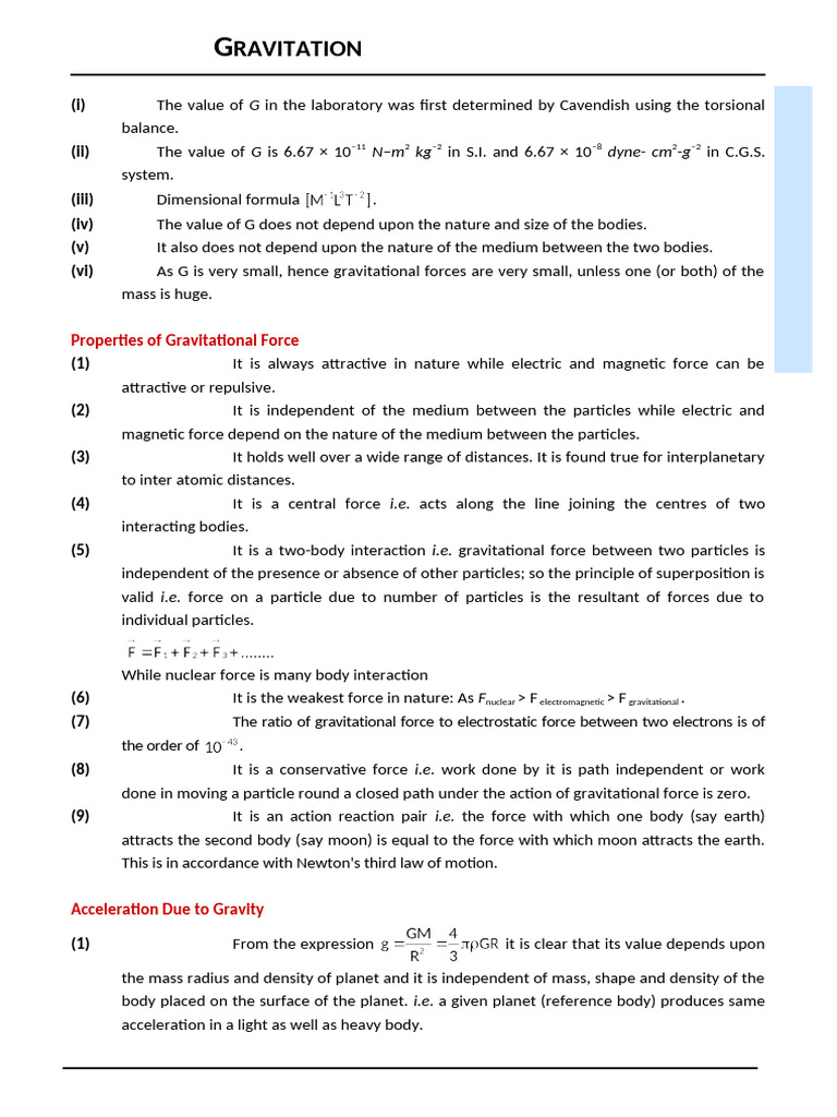 Gravitation - Ljw0astschzlegwmzx8k | PDF | Force | Acceleration