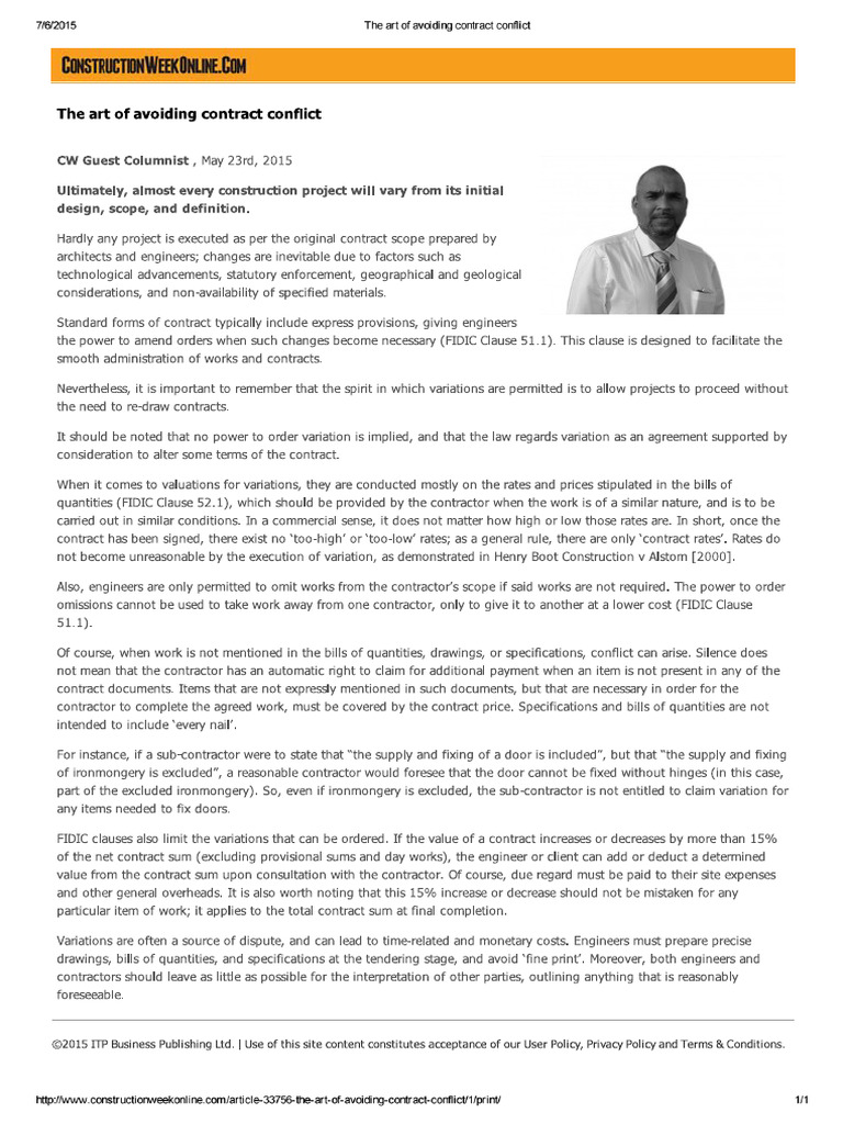 The Art of Avoiding Contract Conflict | PDF