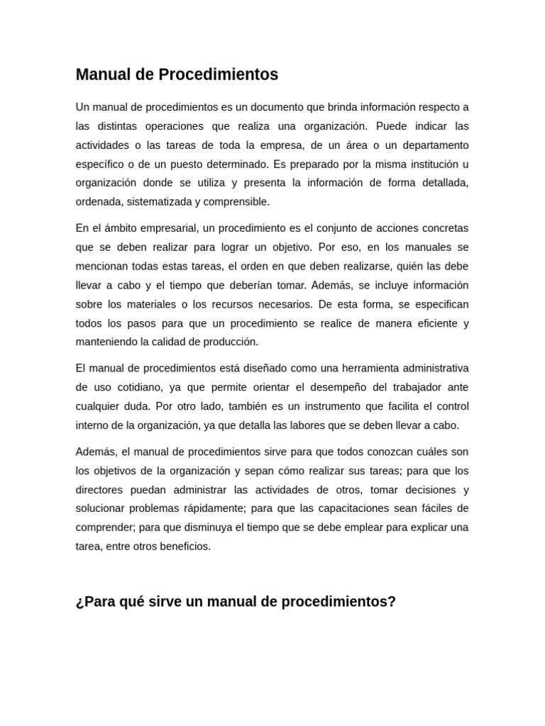 Manual de Procedimientos | PDF | Business
