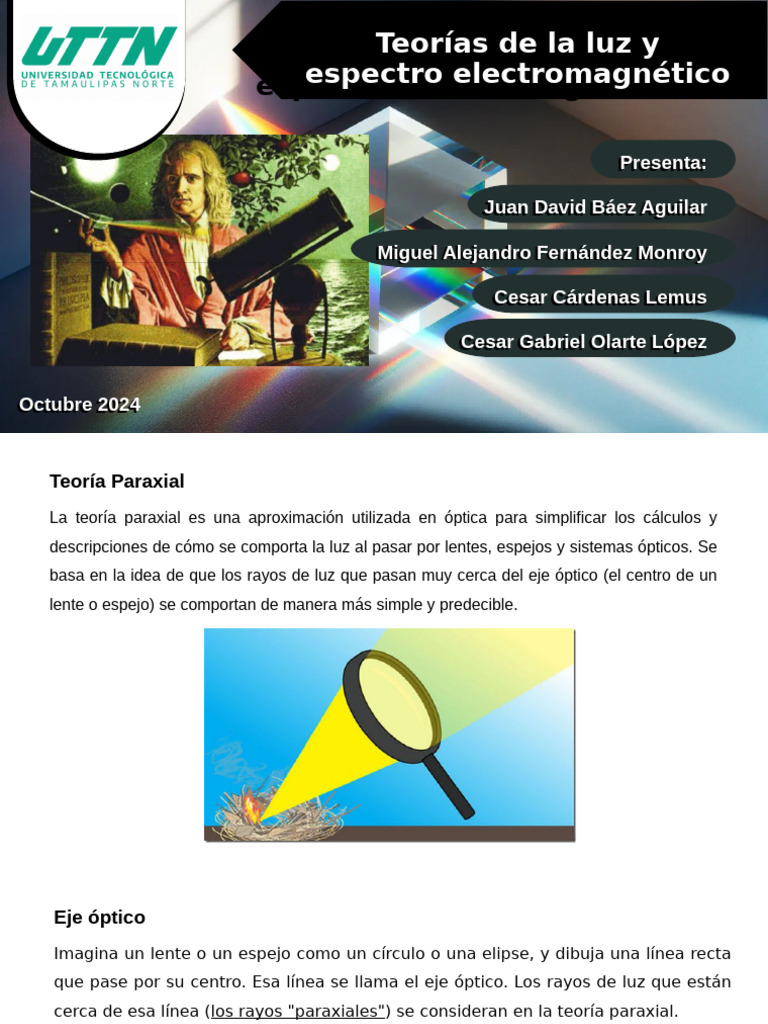 Teoría Paraxial en Óptica | PDF | Óptica | Ligero