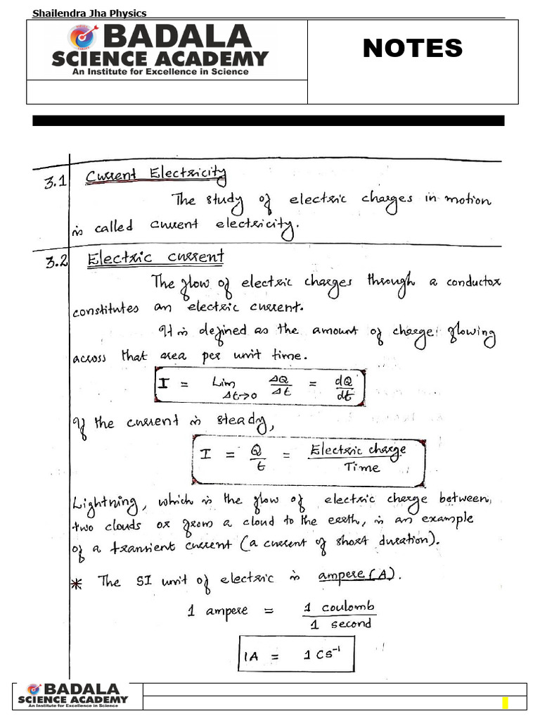 Chap 3 Current Electricity Pdf