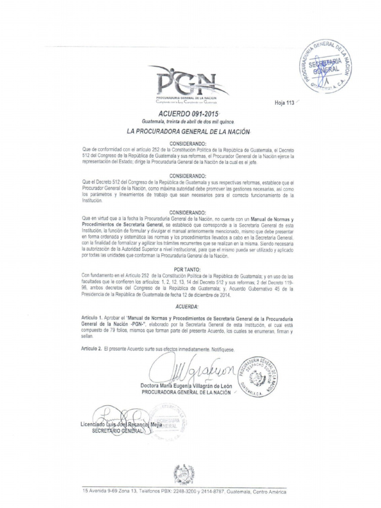Manual de Normas y Procedimientos Secretaria General PGN 1 | PDF