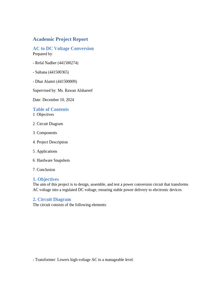 AC_to_DC_Project_Report | PDF | Rectifier | Power Supply