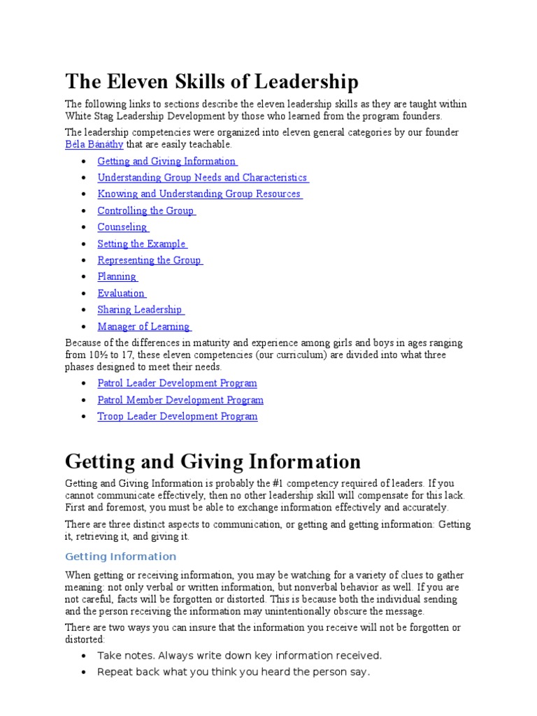 The Eleven Skills of Leadership | PDF | Competence (Human Resources ...