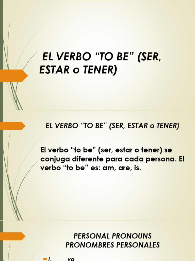Conjugación del verbo "to be" en inglés | PDF