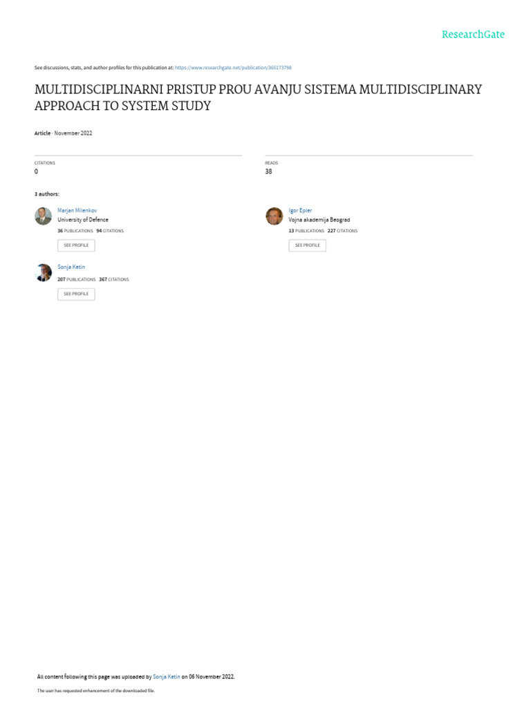 Multidisciplinary Approach To System Study | PDF