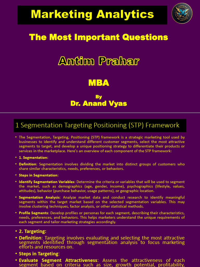 Antim Prahar Marketing Analytics 2025 | PDF | Analytics | Market Segmentation