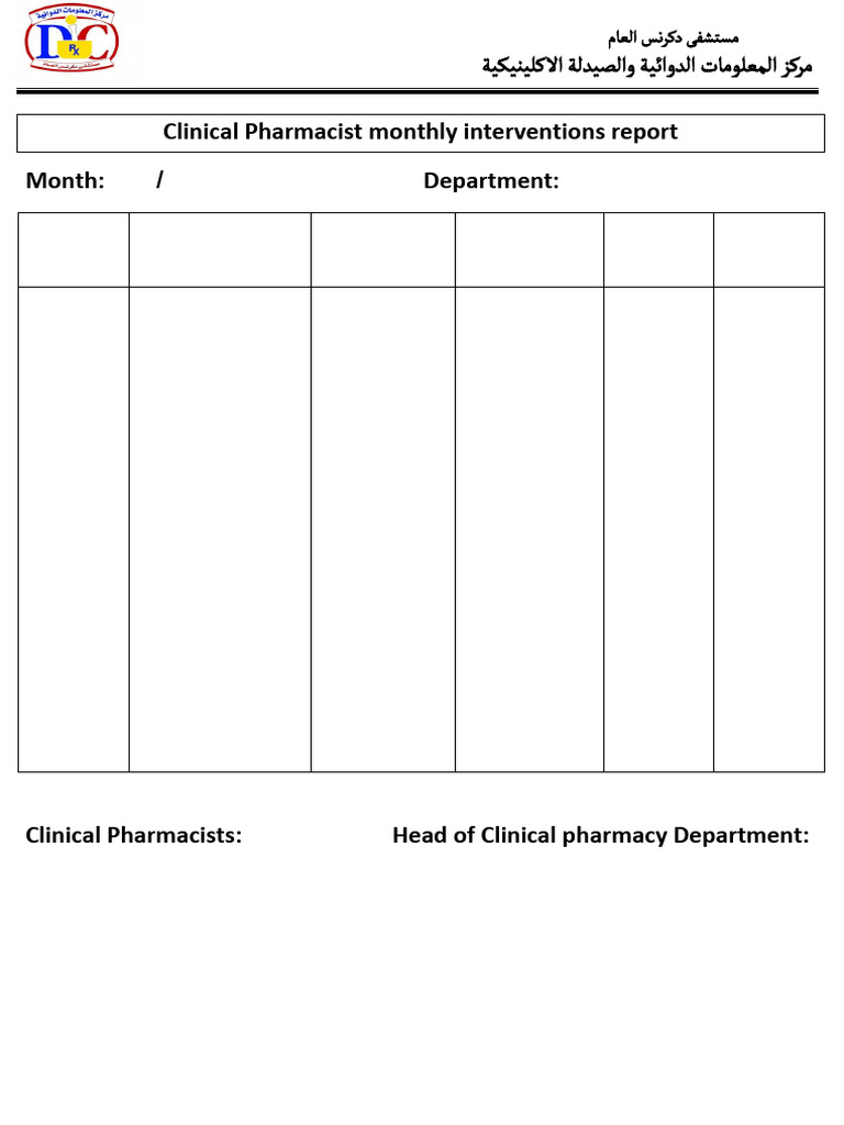 Clinical Pharmacist Monthly Report | PDF