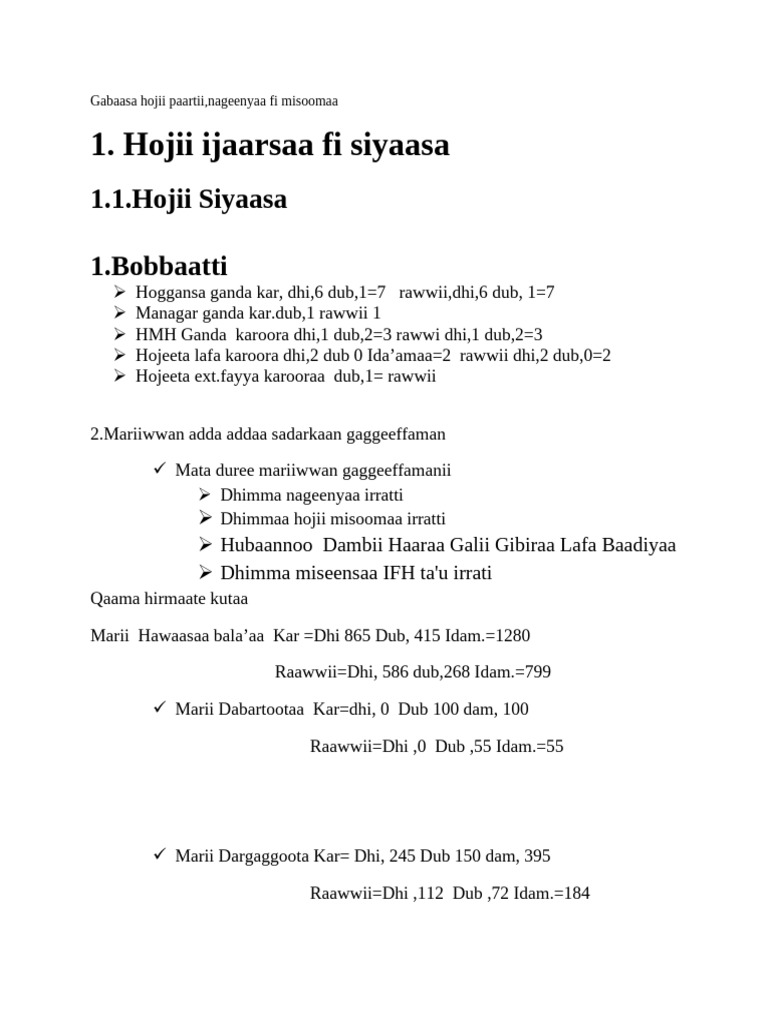 Gabaasa Hojii 1L | PDF