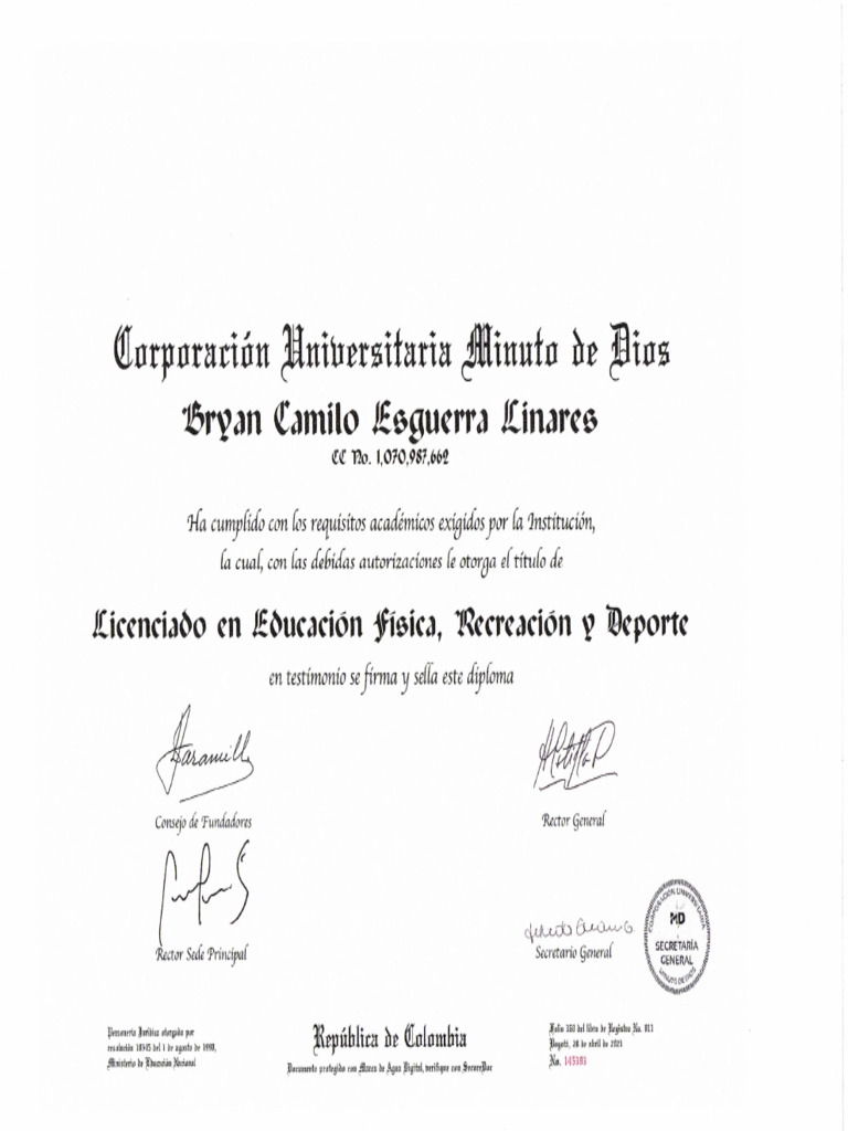 Diploma Camilo Esguerra | PDF
