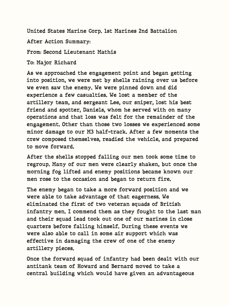 USMC After Action Summary | PDF