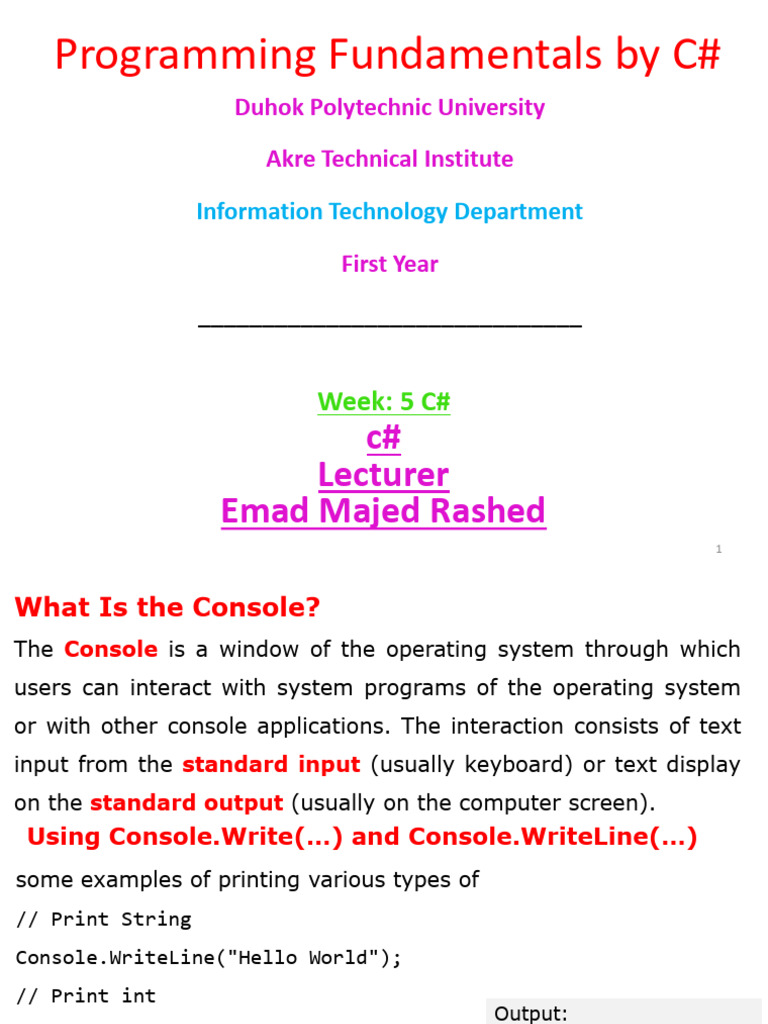 Principle Programming By C Lec 5 Pdf C Sharp Programming Language Computer Terminal