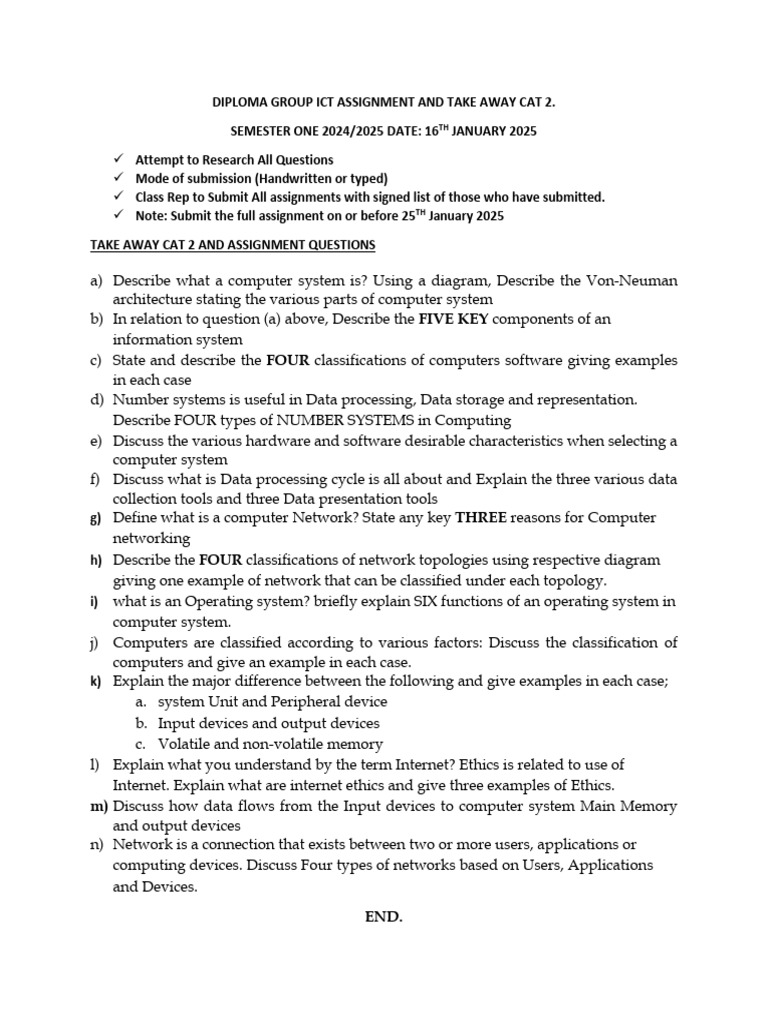ICT Assignment Guidelines 2024/2025 | PDF