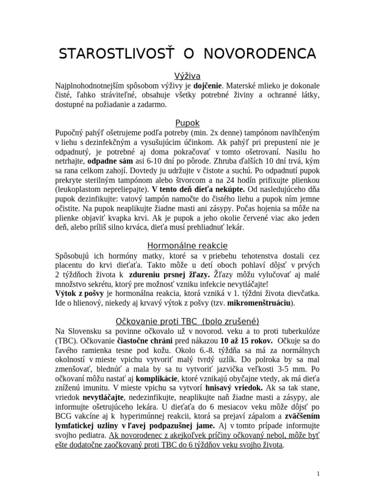 Starostlivosť o Novorodenca | PDF