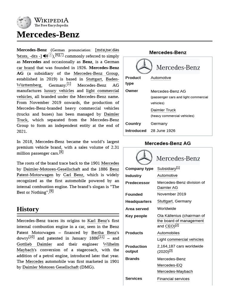 Mercedes-Benz | PDF | Mercedes Benz | Motor Vehicle Manufacturers