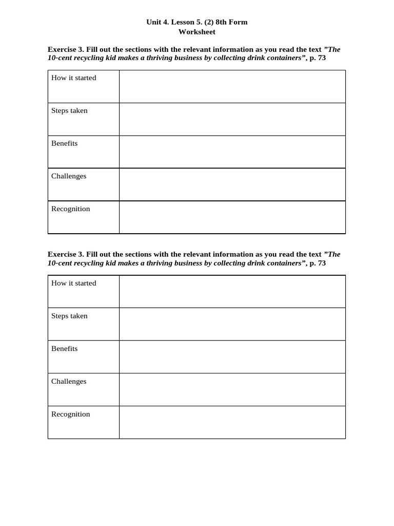 10-Cent Recycling Kid Worksheet | PDF