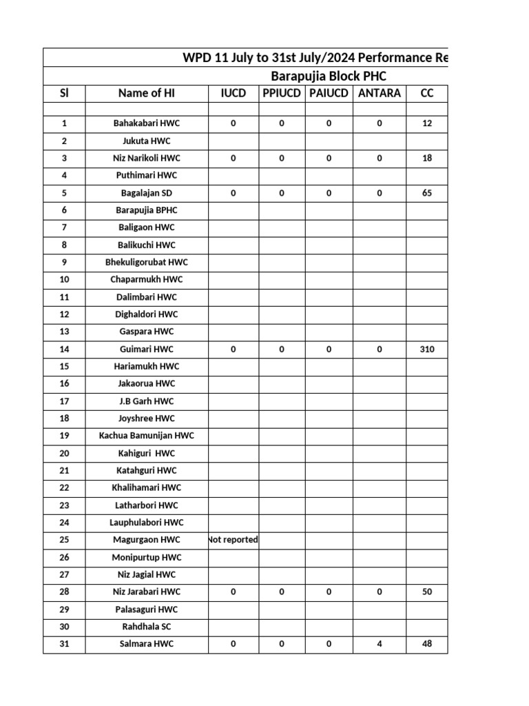 WPD 11 July To 31st July24 Reporting Formate | PDF