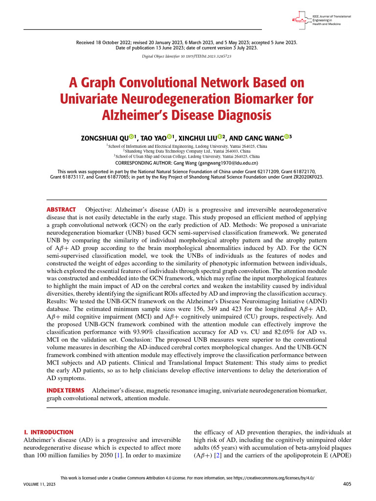 Alzheimer's Diagnosis via GCN | PDF | Machine Learning | Alzheimer's Disease
