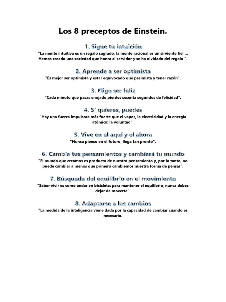 Los 8 Preceptos de Einstein | PDF