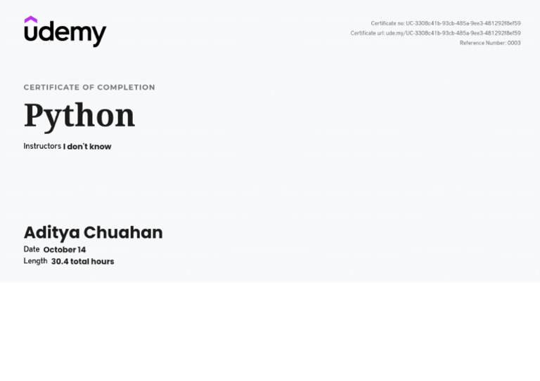 Udemy Certificate | PDF