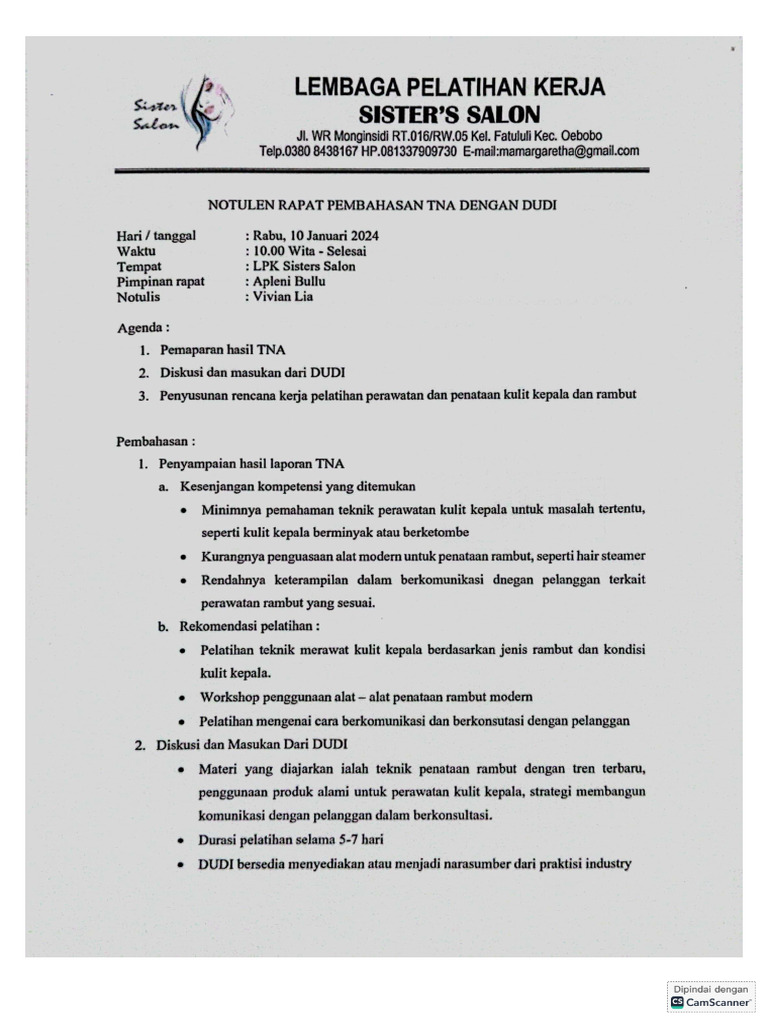 1.1.b NOTULEN RAPAT TNA | PDF