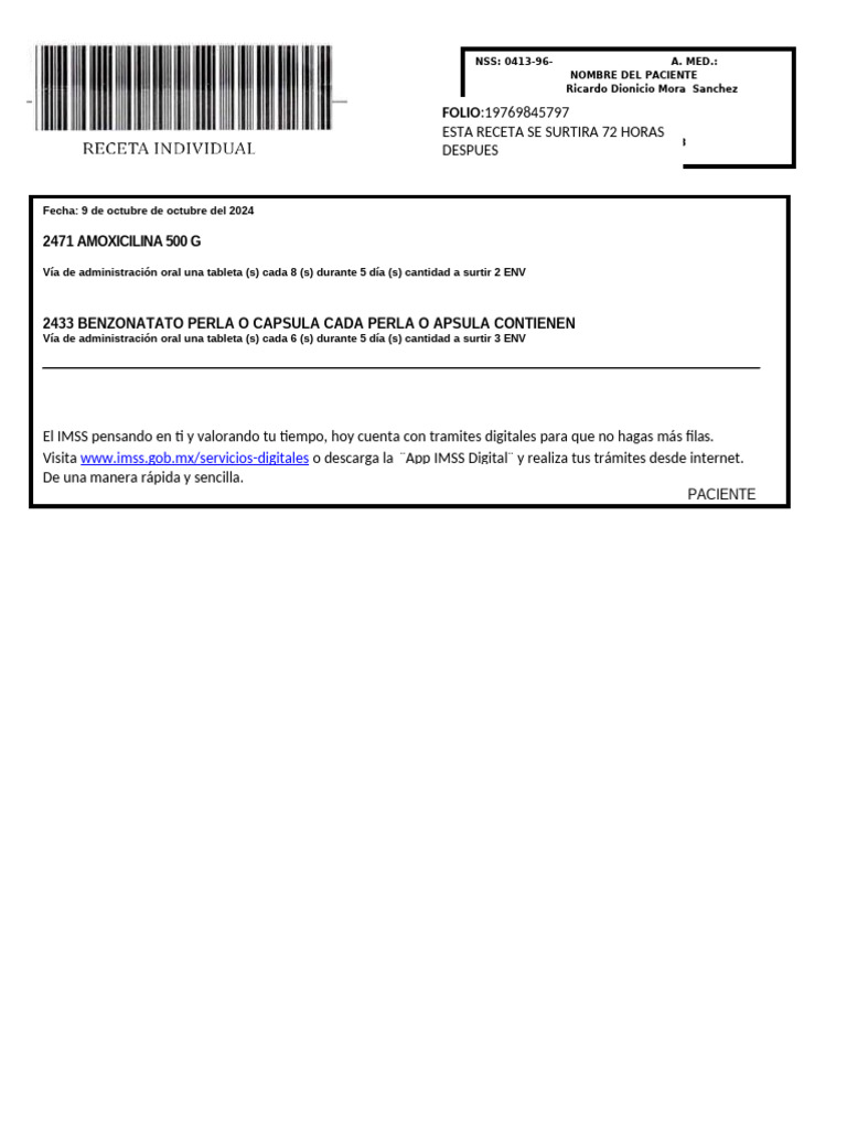 RECETA DEL IMSS | PDF