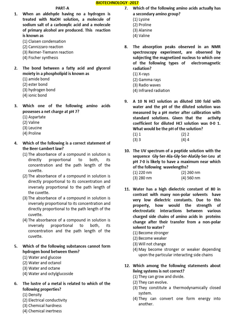 Biotechnology Exam Questions 2017 | PDF | Mhc Class I | T Cell