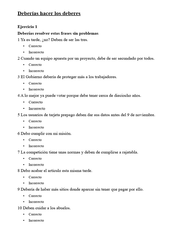 Uso Correcto de "Deber" y "Deber de" | PDF