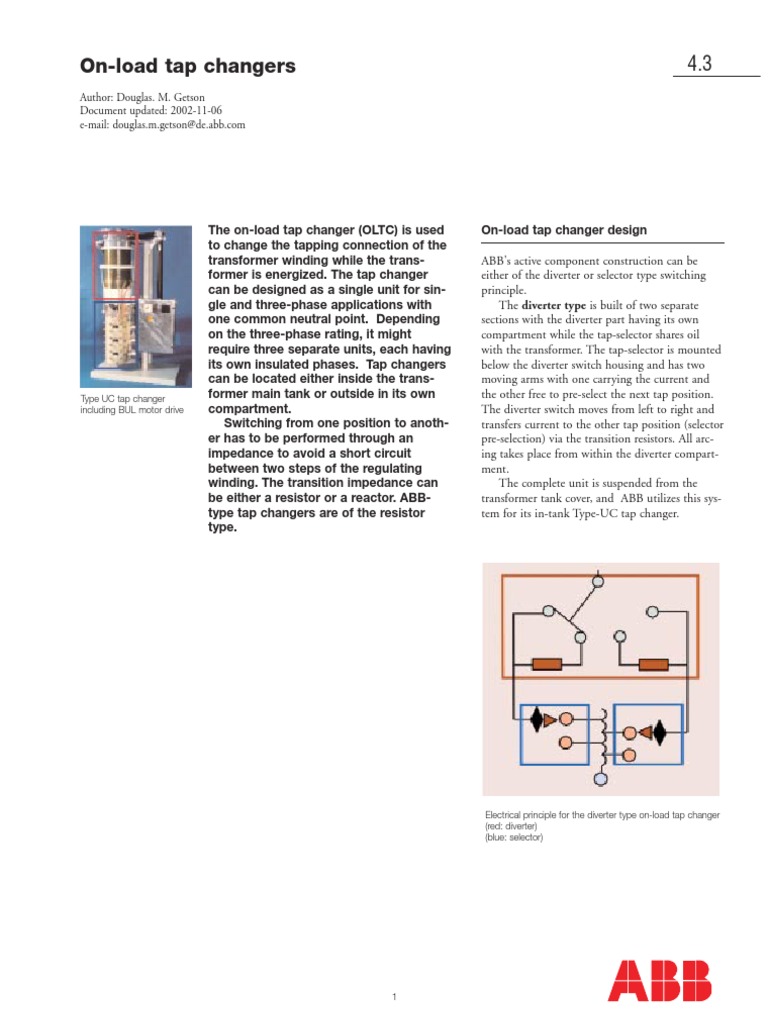 ABB's On-load Tap Changers | PDF | Power Engineering | Electronic ...