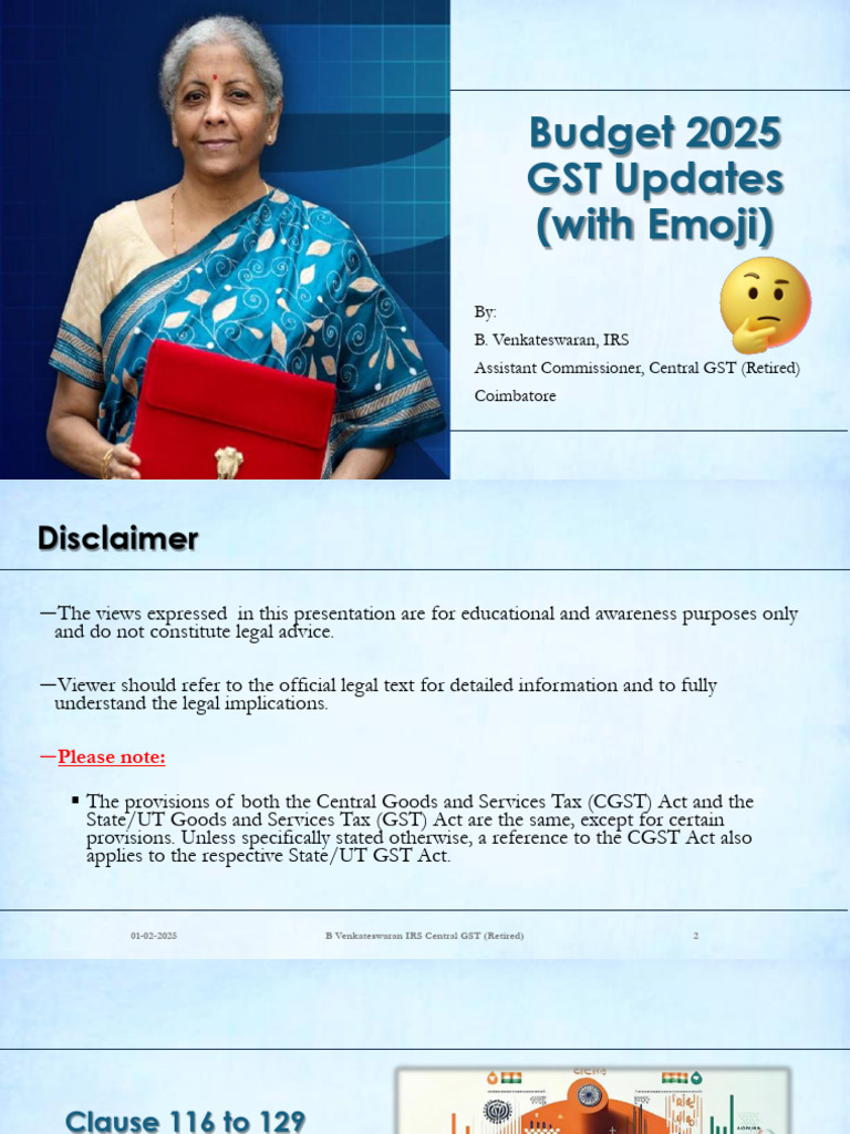 Budget 2025-GST Updates With Emoji | PDF | Taxes | Government