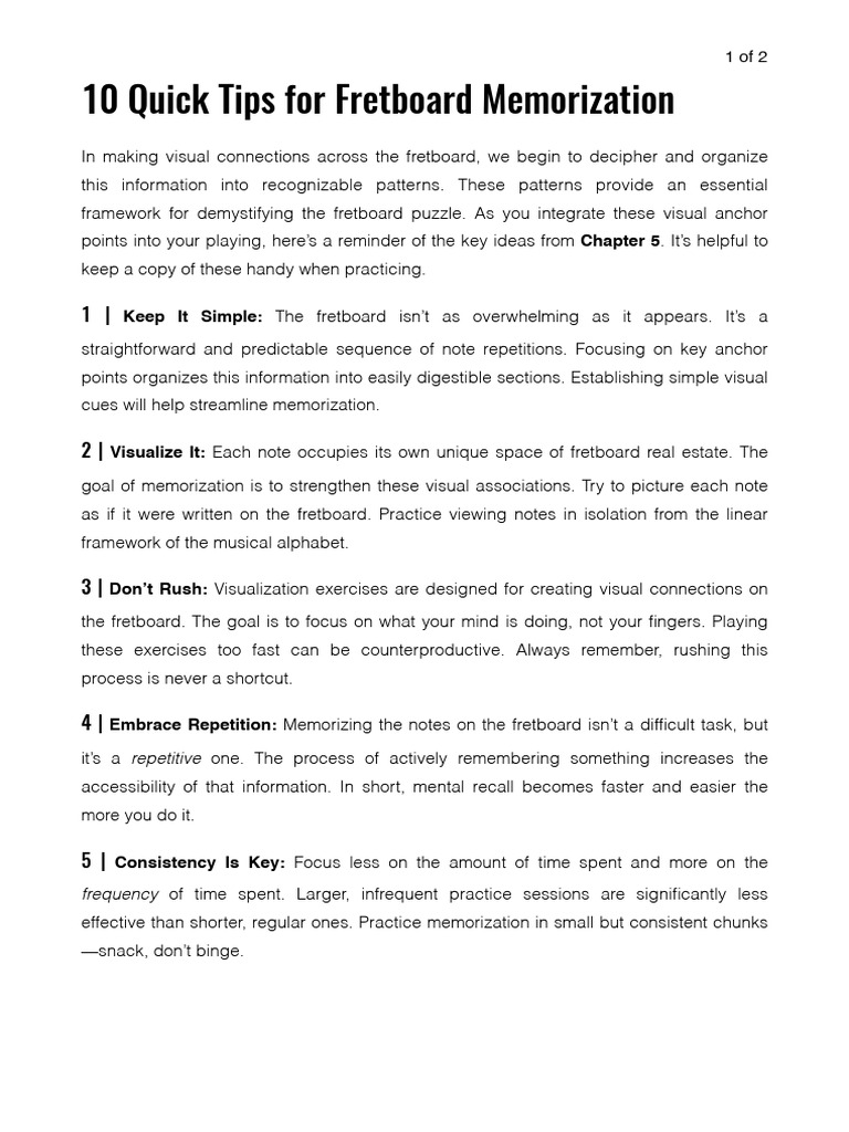 10 Quick Tips for Fretboard Memorization | PDF | Behavioural Sciences | Learning