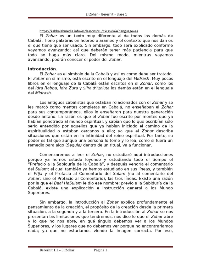 Bereshit, Punto 1 | PDF | Kábala | Zohar