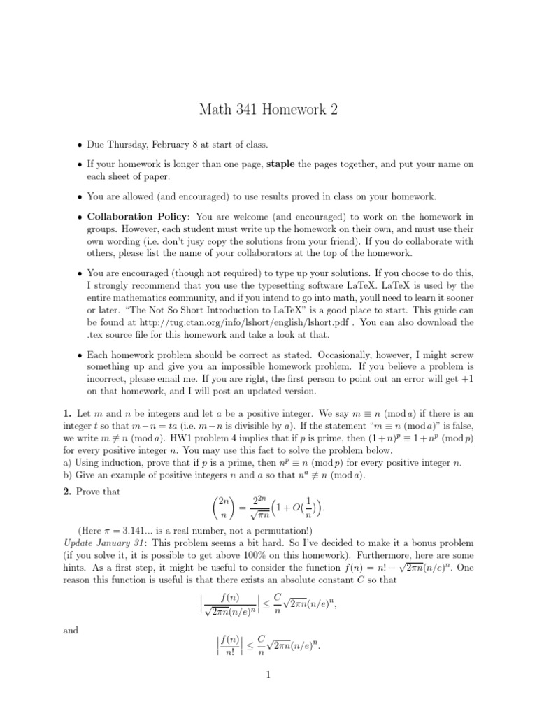 2018 Ma341 HW2 | PDF | Algebra | Mathematical Concepts