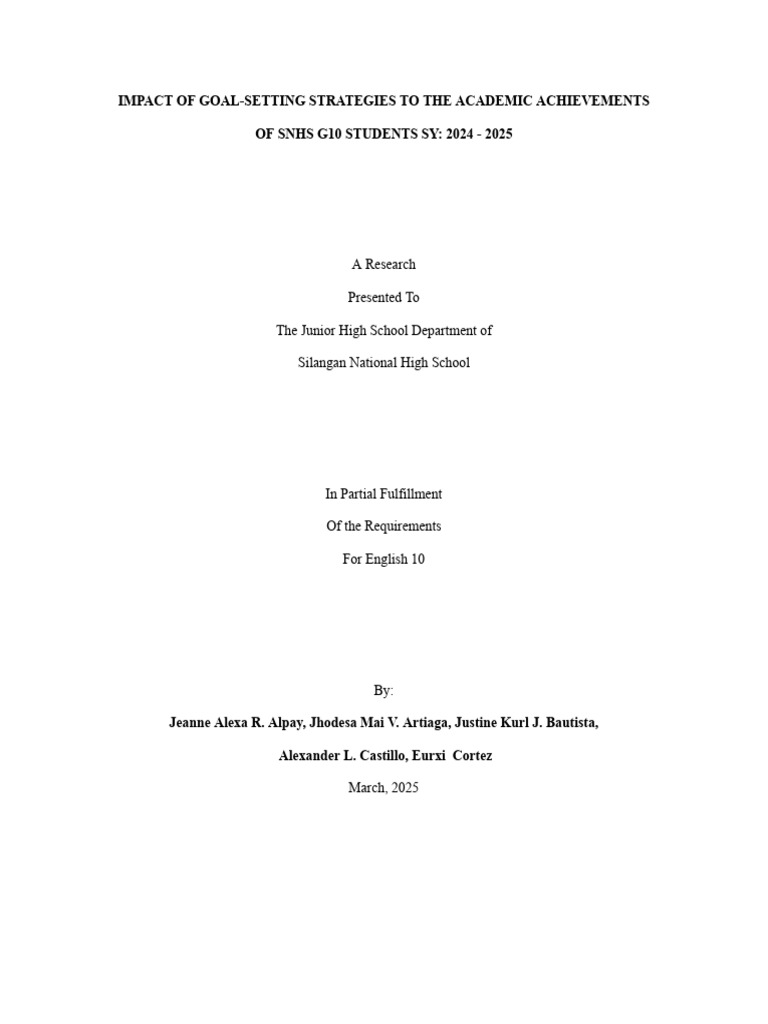 Goal-Setting Impact on G10 Academic Success | PDF | Goal Setting | Goal