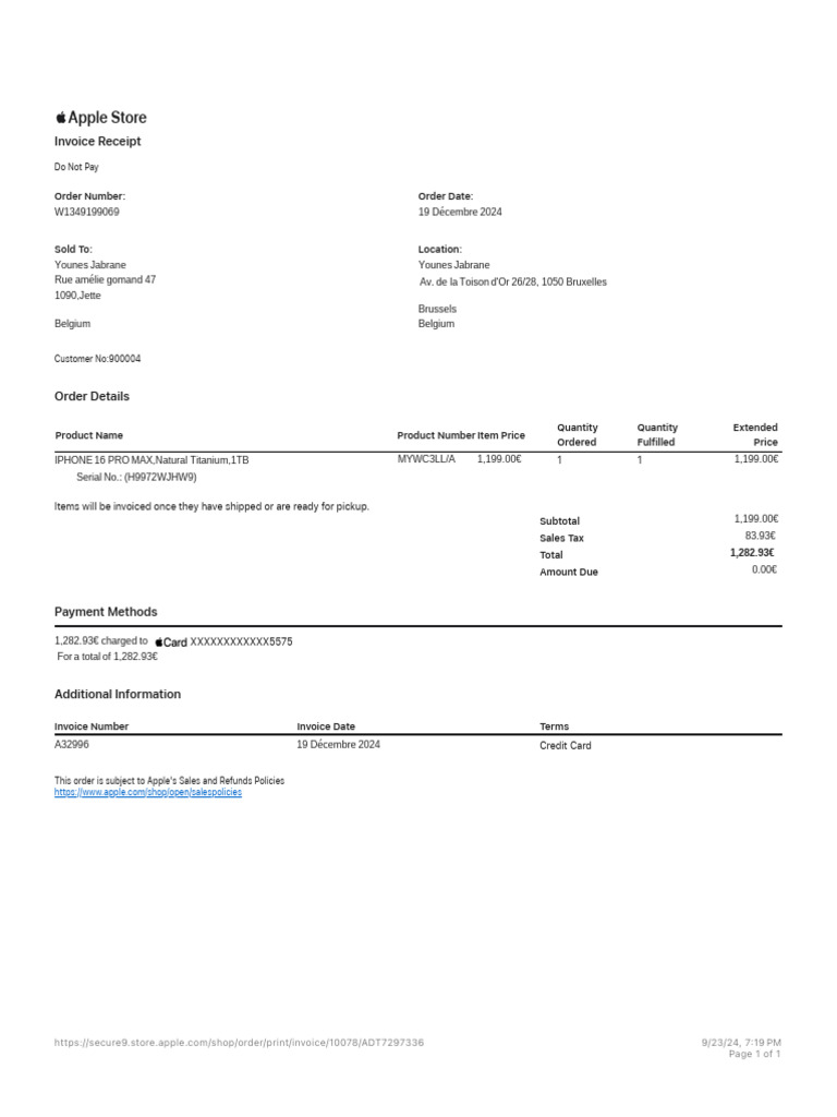 iPhone 16 Pro Max Invoice Details | PDF | Invoice | Receipt