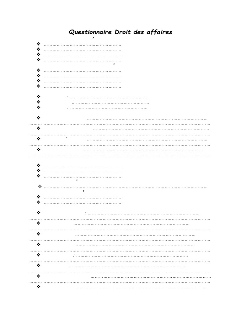 Questionnaire Droit Des Affaires | PDF