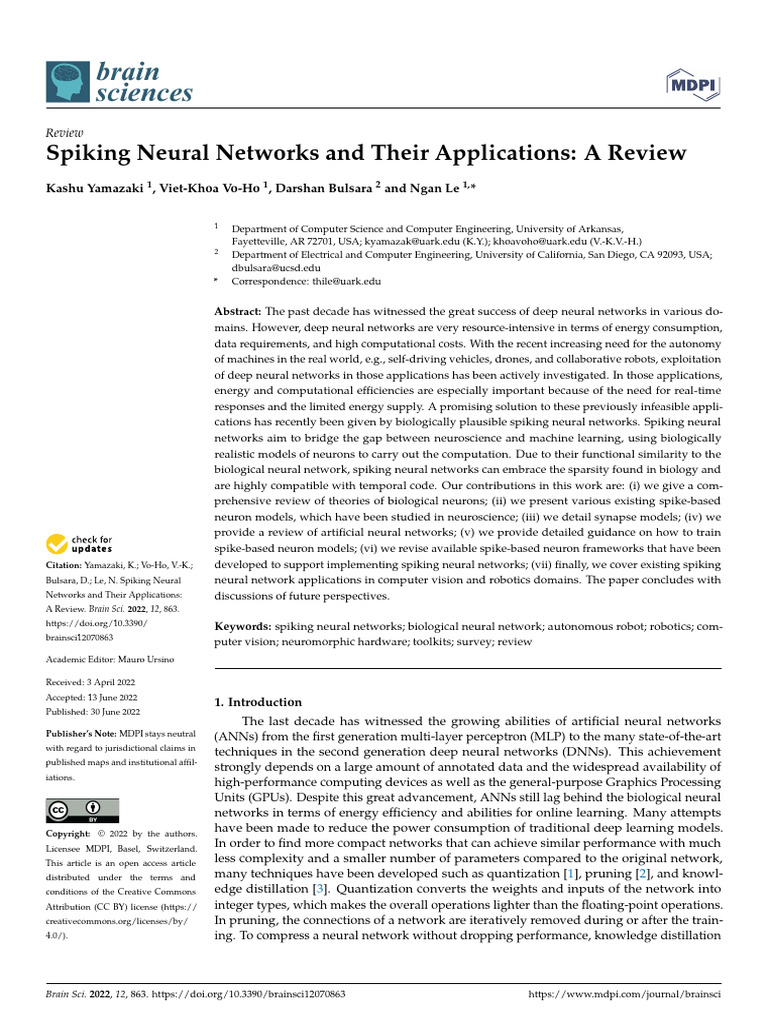 Spiking Neural Networks and Their Applications a R | PDF | Synapse | Chemical Synapse