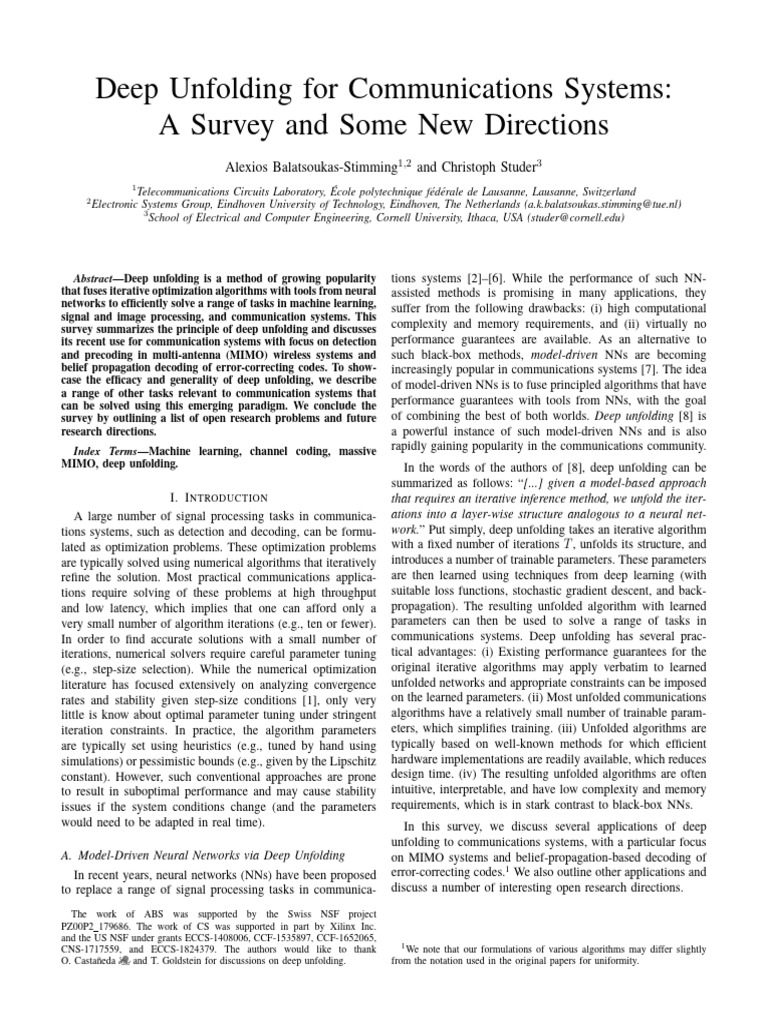 Deep Unfolding in MIMO Systems | PDF