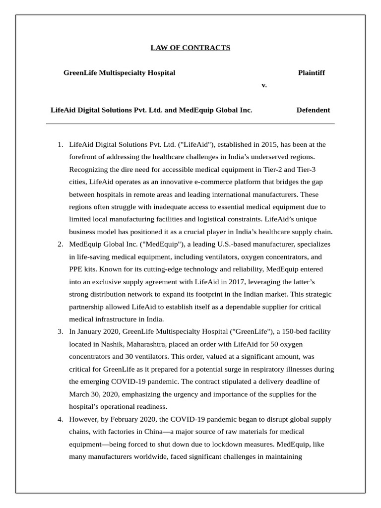 LAW OF CONTRACTS - Docx (Novice Draft) | PDF | Breach Of Contract ...