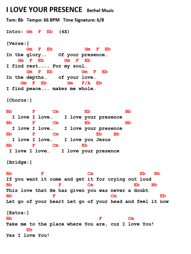 I Love Your Presence - Tom Bb | PDF