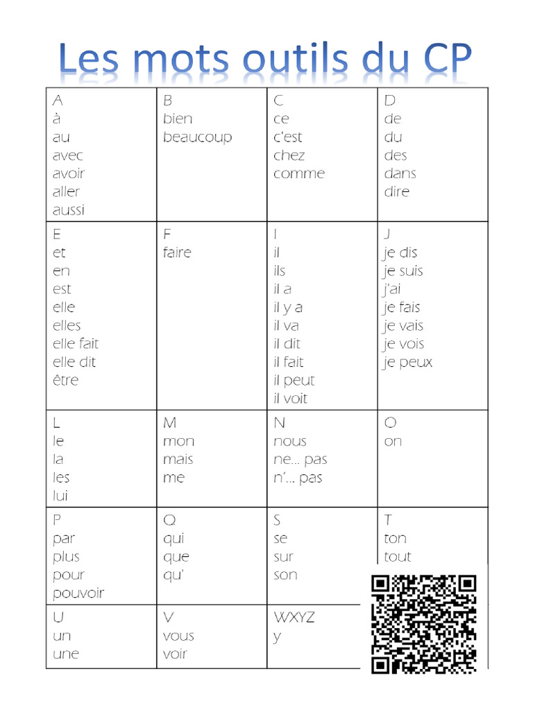 Mots Outils CP | PDF