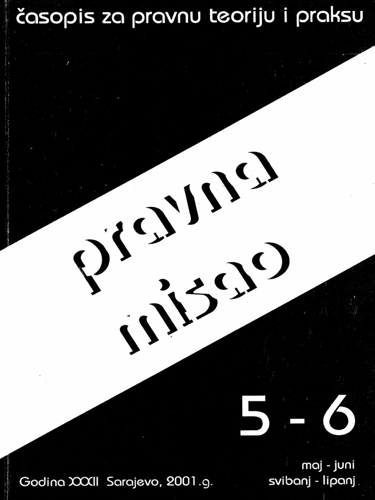 Pravna Misao 2001 Broj 5 - 6 | PDF
