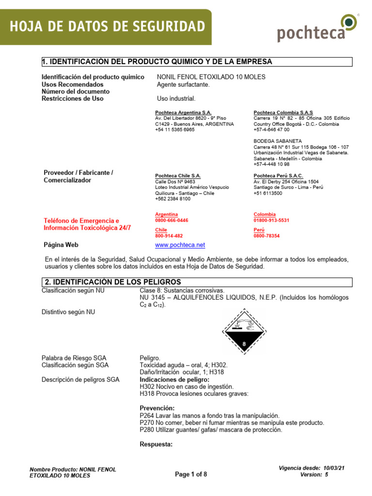 Nonil Fenol Etoxilado: Seguridad y Usos | PDF | Agua | Química