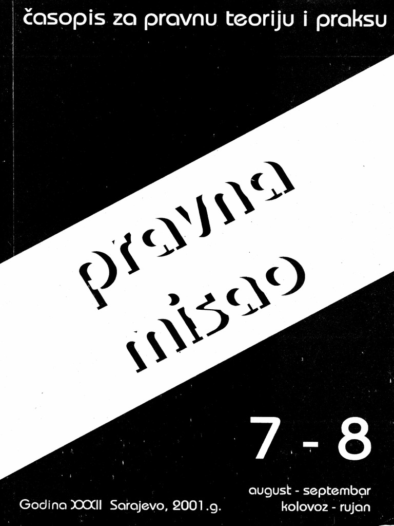 Pravna Misao 2001 Broj 7 - 8 | PDF