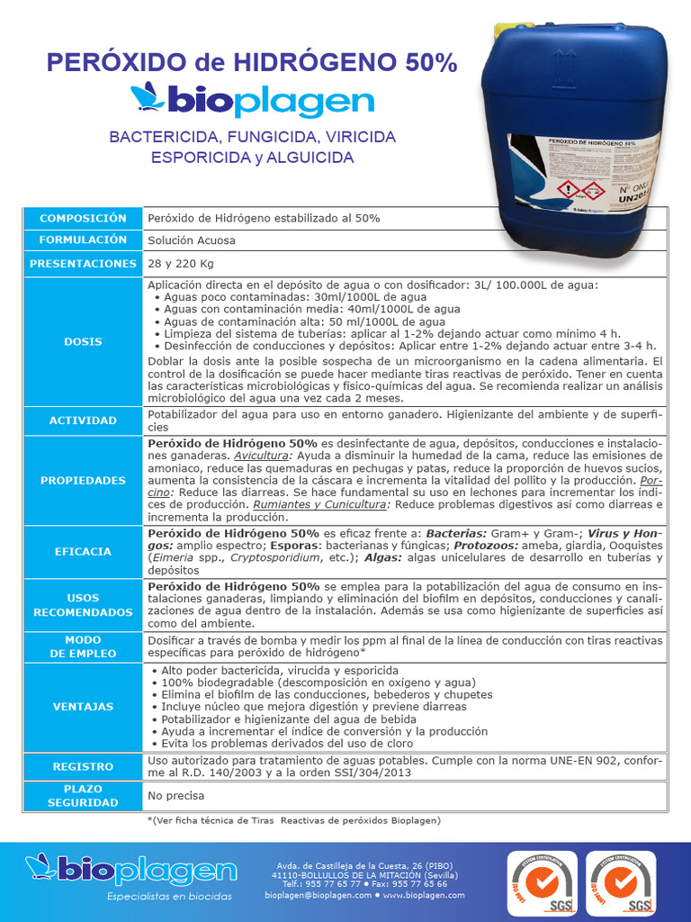 Potabilizador de Agua: Peróxido 50% | PDF | Agua | Peróxido