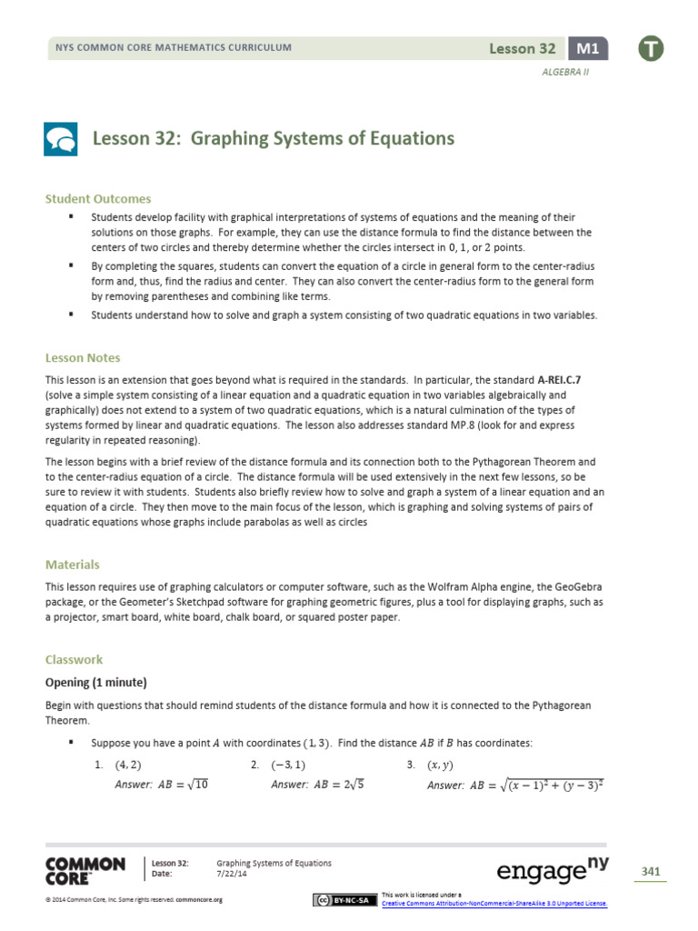 Algebra II m1 Topic C Lesson 32 Teacher | PDF | Equations | Tangent