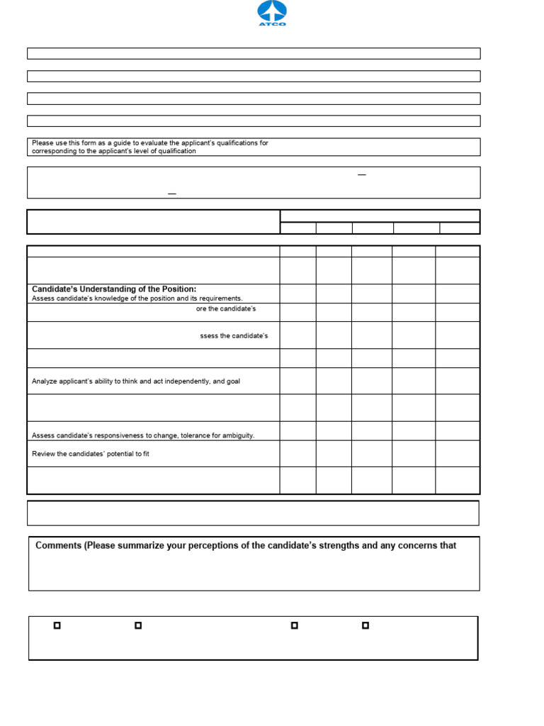 Candidate Evaluation Form (2) | PDF | Performance Appraisal | Evaluation